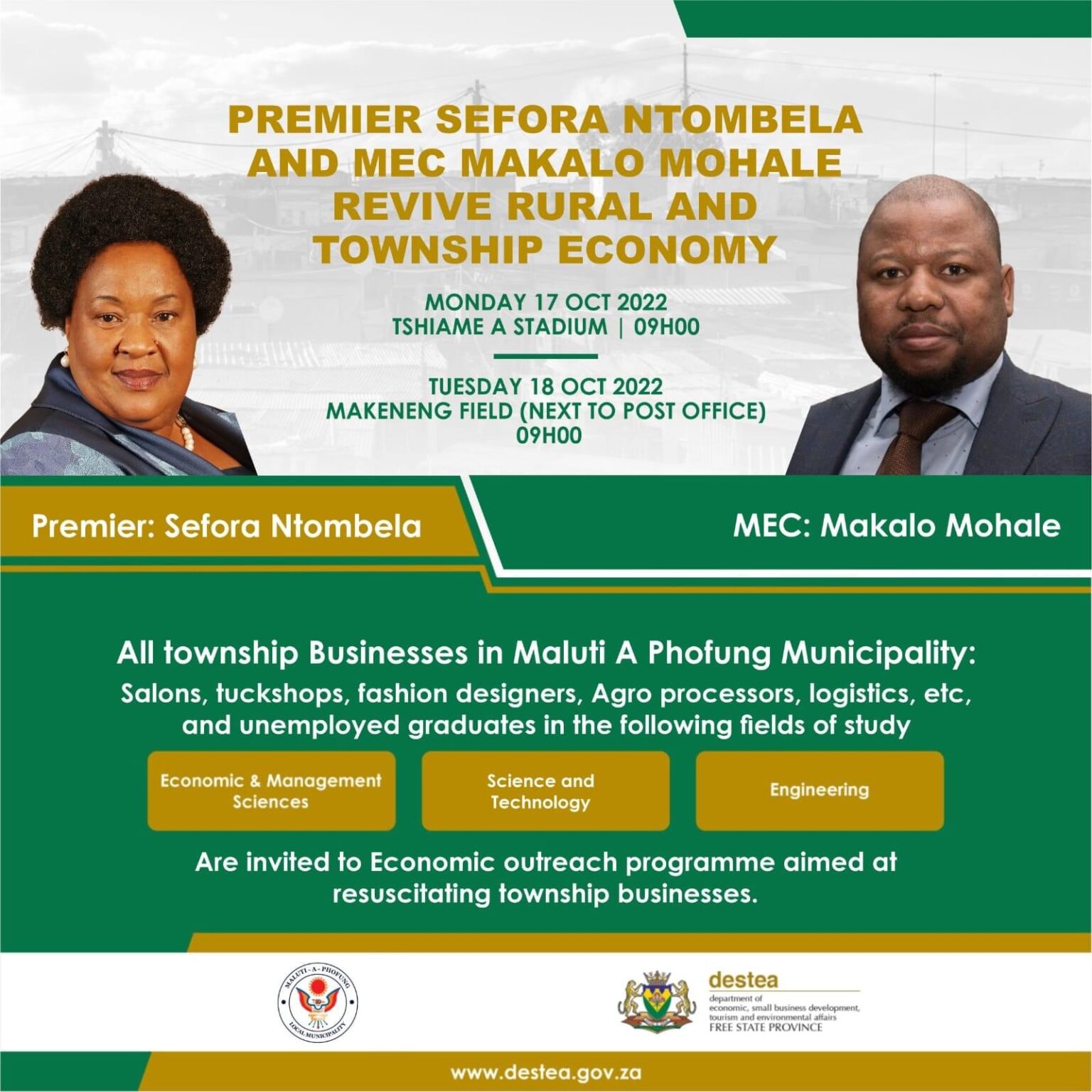 Destea MEC Mohale to revive township economy in Maluti-a-Phofung ...