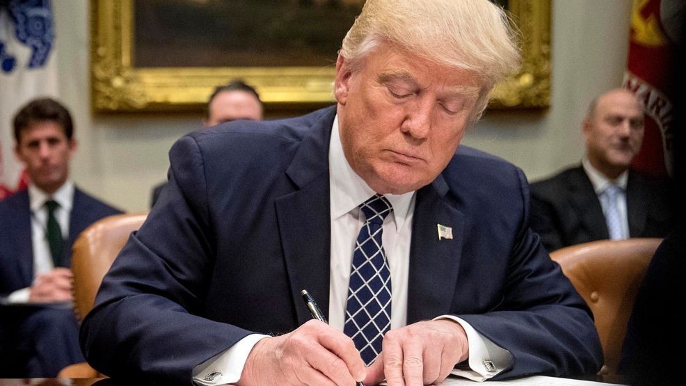Presidential Signing Desk Prepared for Trump’s Executive Orders at ...