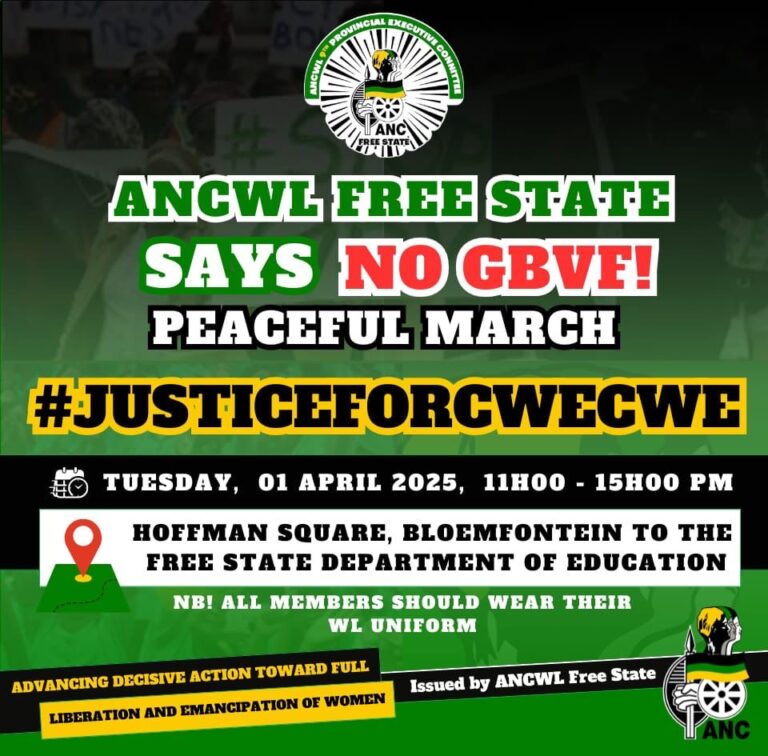 ANCWL Free State to Lead Anti-GBVF March Demanding Justice for Cwecwe ...
