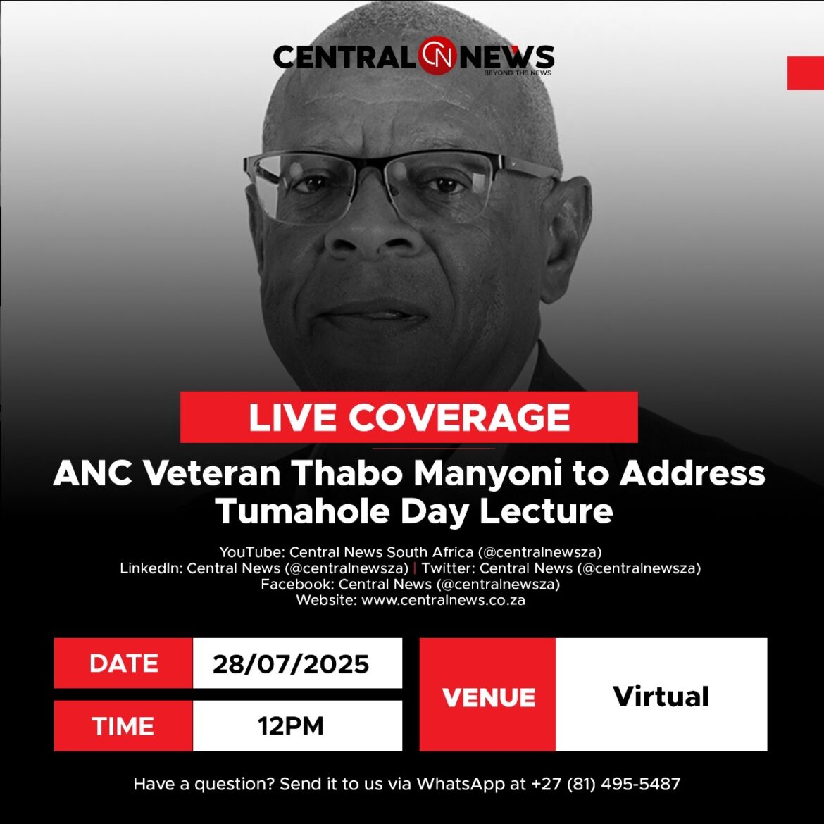 WATCH : ANC Veteran Thabo Manyoni addresses the 2025 Tumahole Day ...