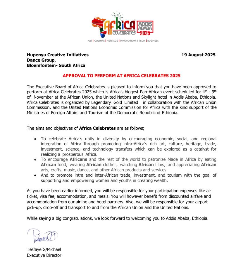 “From Tumahole to Addis Ababa”: Parys Arts Group Seeks Support to ...