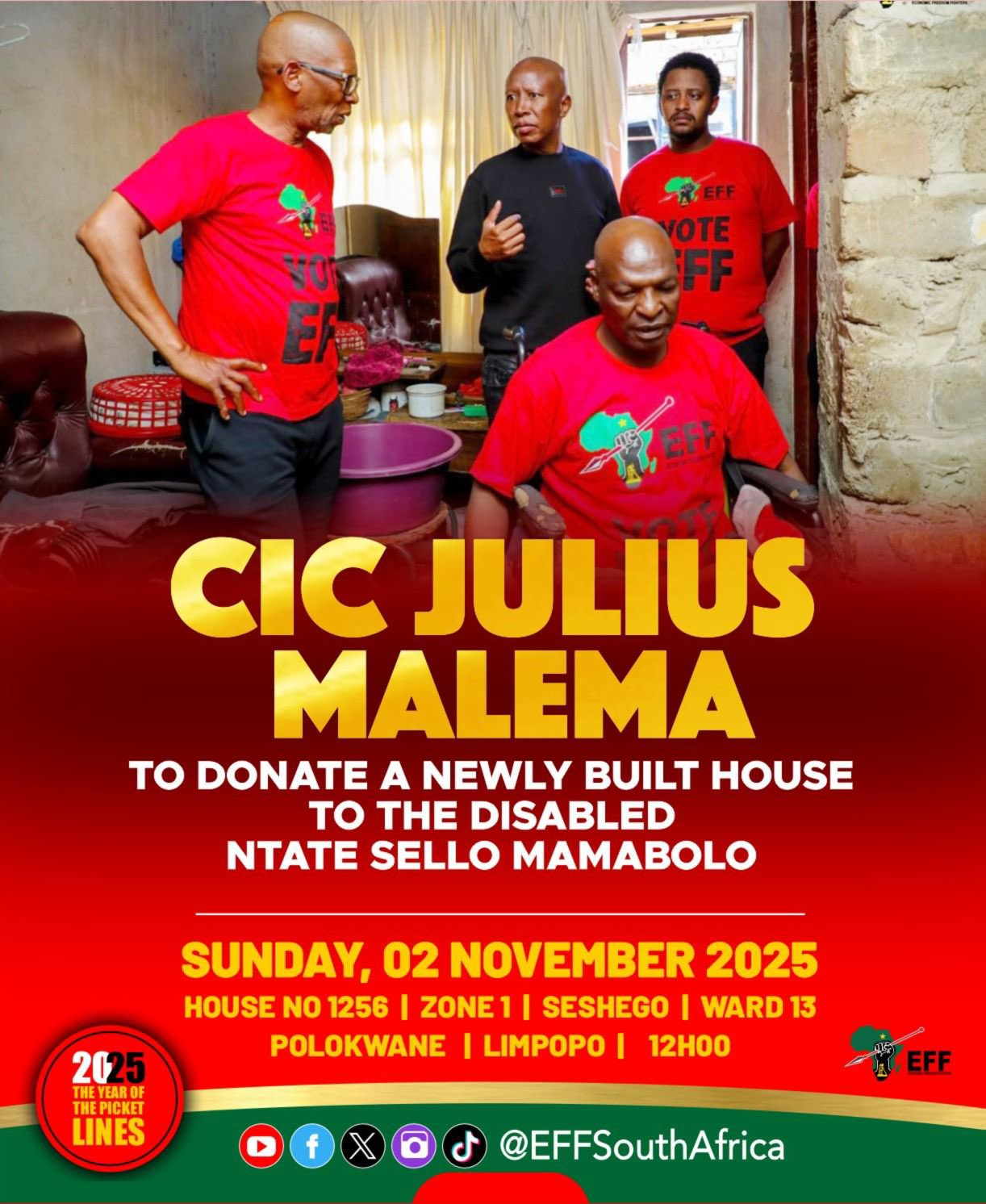 Julius Malema Set to Hand Over New House to Disabled Resident in ...